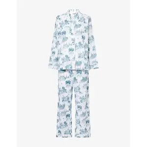 Derek Rose London Toile Printed Cotton Pyjama Set - White