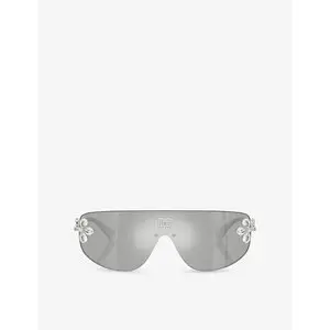 Dolce & Gabbana Shield-frame Metal Embellished Sunglasses - Silver