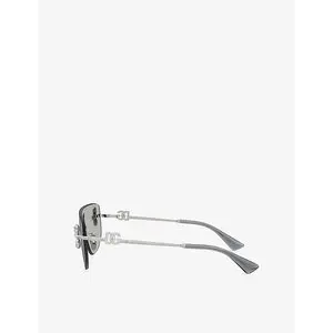 Dolce & Gabbana Shield-frame Metal Embellished Sunglasses - Silver