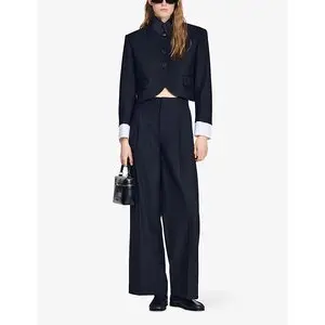 Sandro Pinstriped Cropped Woven Jacket