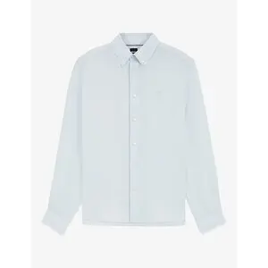 BOSS Brand-embroidered Long-sleeved Linen Shirt