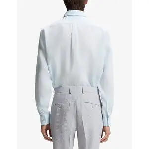 BOSS Brand-embroidered Long-sleeved Linen Shirt