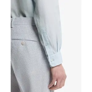 BOSS Brand-embroidered Long-sleeved Linen Shirt