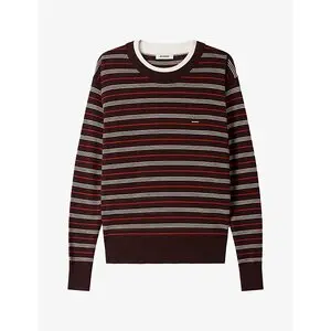 Sandro Striped Round-neck Wool Jumper - Brown