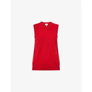 ME+EM Relaxed-fit Knitted Cashmere Vest - Ruby Red Melange