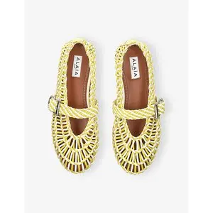 Alaïa Braided Mesh Ballet Flats With Ankle Buckle