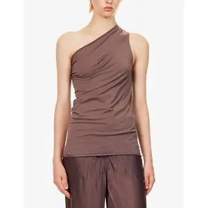 Rick Owens Athena Asymmetric Stretch-jersey Tank Top - Grape