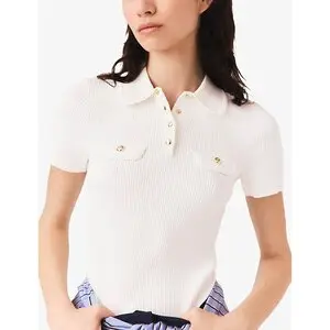 Maje Slim-fit Knitted Polo Shirt With Flap Pockets