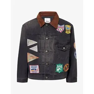 FOUND Patchwork Corduroy Collar Denim Jacket