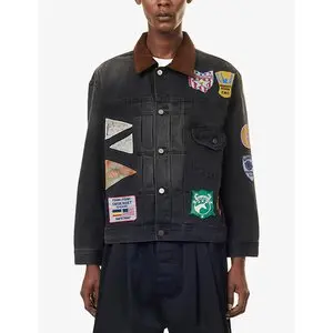 FOUND Patchwork Corduroy Collar Denim Jacket