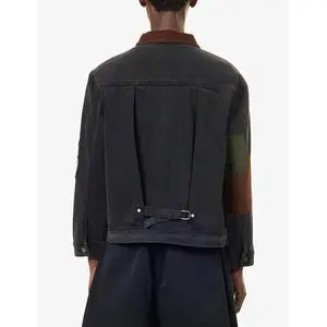 FOUND Patchwork Corduroy Collar Denim Jacket