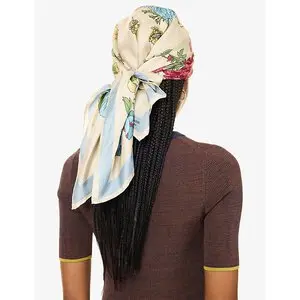 Max Mara Floral-print Silk Scarf - Beige
