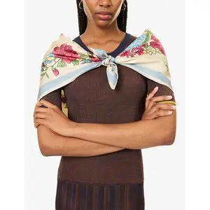 Max Mara Floral-print Silk Scarf - Beige