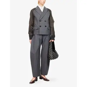 Sacai Curved-leg High-rise Wool Suit Trousers