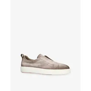 Santoni Victory Unlined Suede Trainers - Beige
