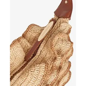 Zimmermann Goldentime Ruffle Raffia Shoulder Bag