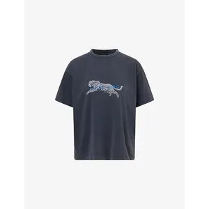 ANINE BING Relaxed-fit Embroidered-logo Cotton T-shirt - Black