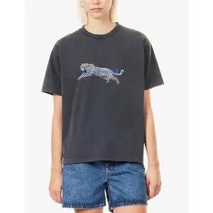 ANINE BING Relaxed-fit Embroidered Logo Cotton T-shirt