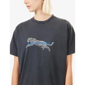 ANINE BING Relaxed-fit Embroidered Logo Cotton T-shirt