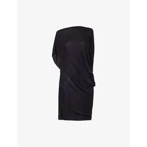 BELLE ANNA Asymmetric Wool-blend Mini Dress - Black