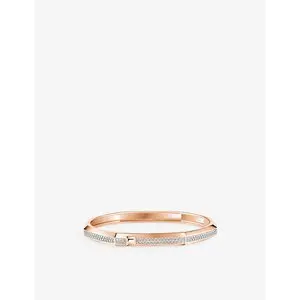 Messika Moderniste Pave Medium 18ct Gold And Diamond Bangle Bracelet - Pink