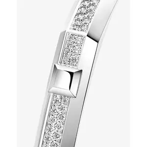 Messika Moderniste Pave Medium 18ct Gold And Diamond Bangle Bracelet - White