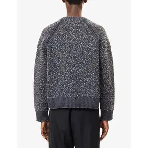 CRAIG GREEN Zipped Merino Wool And Cotton-blend Jumper - Navy/ Grey