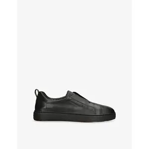 Santoni Victory Unlined Leather Trainers - Black