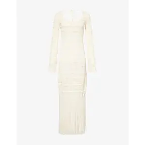 Devon Windsor Uma Fringe-hem Knitted Maxi Dress - Cream