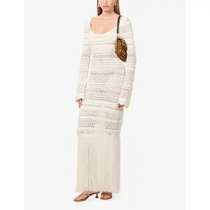 Devon Windsor Uma Knitted Maxi Dress With Fringe Hem