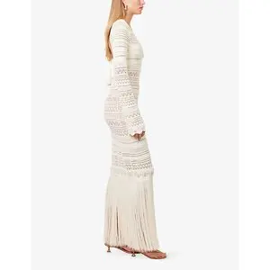 Devon Windsor Uma Knitted Maxi Dress With Fringe Hem