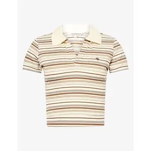 THE COUTURE CLUB Striped Ribbed Polo Top