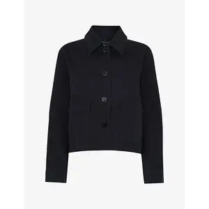 Whistles Marie Boxy Fit Cotton Jacket - Barely Black