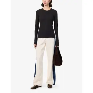 Rag & Bone The Essential Ribbed Stretch-cotton T-shirt - Black