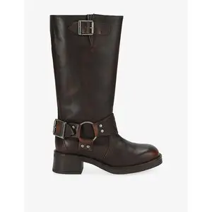 Steve Madden Bonetta High-leg Leather Boots - Dark Brown