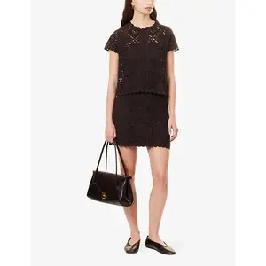 ME+EM Crochet-knit Cotton Mini Skirt