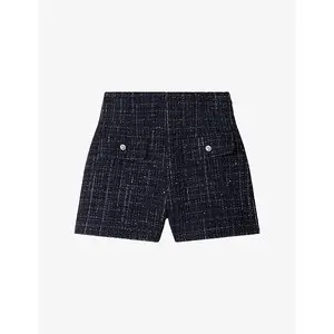Sandro Decorative High-rise Tweed Shorts - Blue