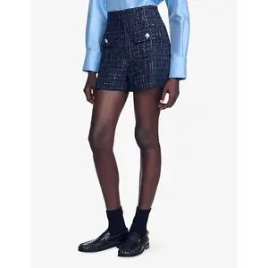 Sandro Decorative High-rise Tweed Shorts