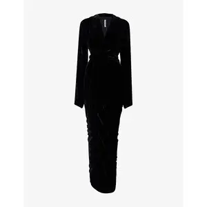 Rick Owens Draped Wrap-over Velvet Gown - Black