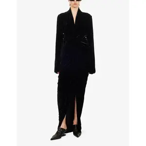 Rick Owens Draped Wrap-over Velvet Gown