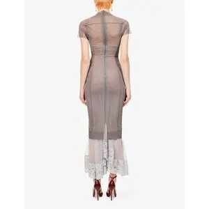 DILARA FINDIKOGLU Short Sleeve Sweetheart Neck Maxi Dress
