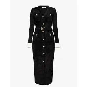SELF-PORTRAIT Belted Chenille Midi Dress