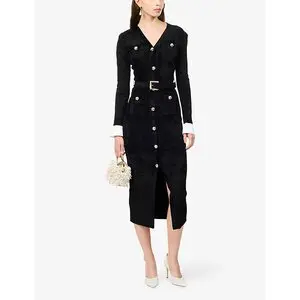 SELF-PORTRAIT Belted Chenille Midi Dress