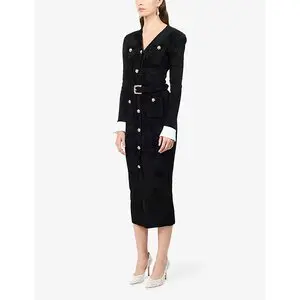 SELF-PORTRAIT Belted Chenille Midi Dress