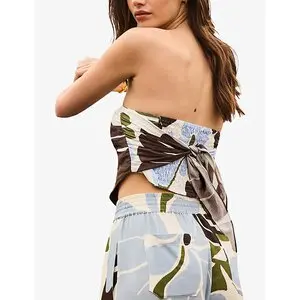 RO&ZO Capri Floral-print Bandeau Scarf Top