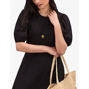 RO&ZO Seam-waist Puff-sleeve Cotton-voile Midi Dress