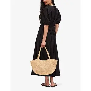 RO&ZO Seam-waist Puff-sleeve Cotton-voile Midi Dress