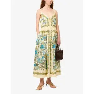 ALEMAIS Sophia Printed Linen Midi Dress