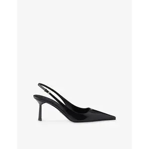 Prada Brushed Leather Slingback Heeled Courts - Black