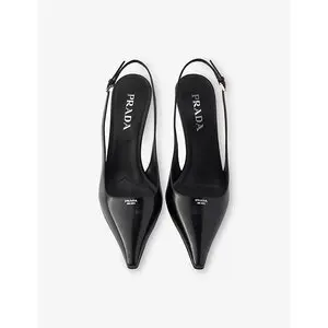 Prada Brushed Leather Slingback Heeled Courts